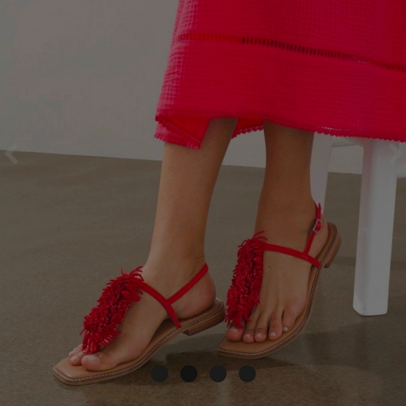 Chico's | Shoes | Gorgeous New Red Fringe Thong Leather Sandals Size 9 ...